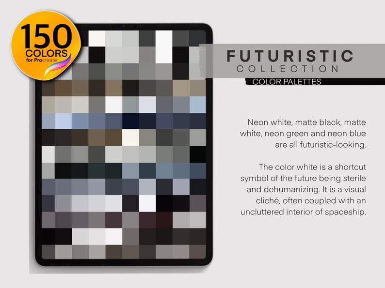Futuristic Color Palettes for Procreate | 150 Colors for Interior ...