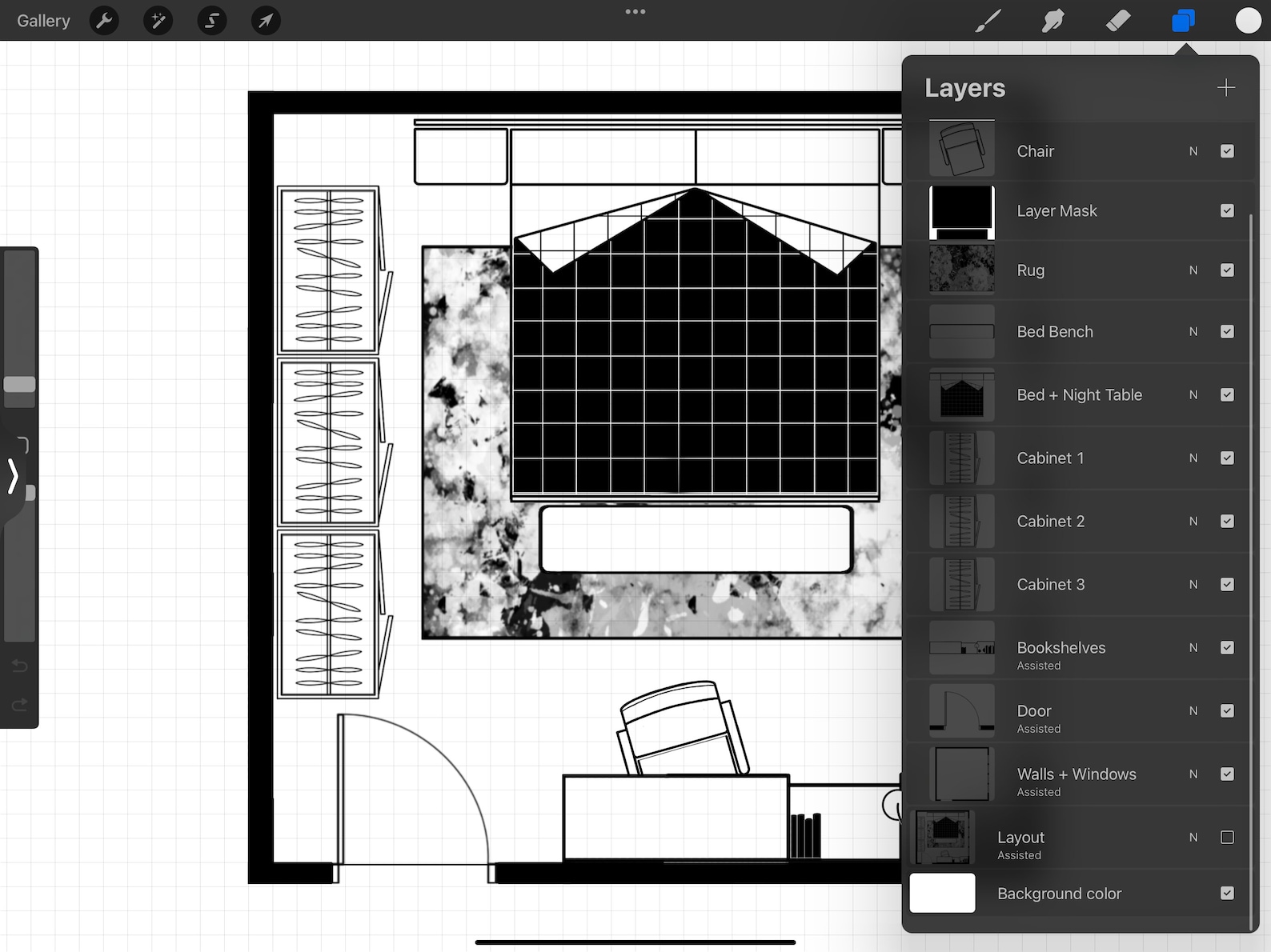 Architectural Bedroom Layout for Procreate Bedroom Design 37 Bedroom ...