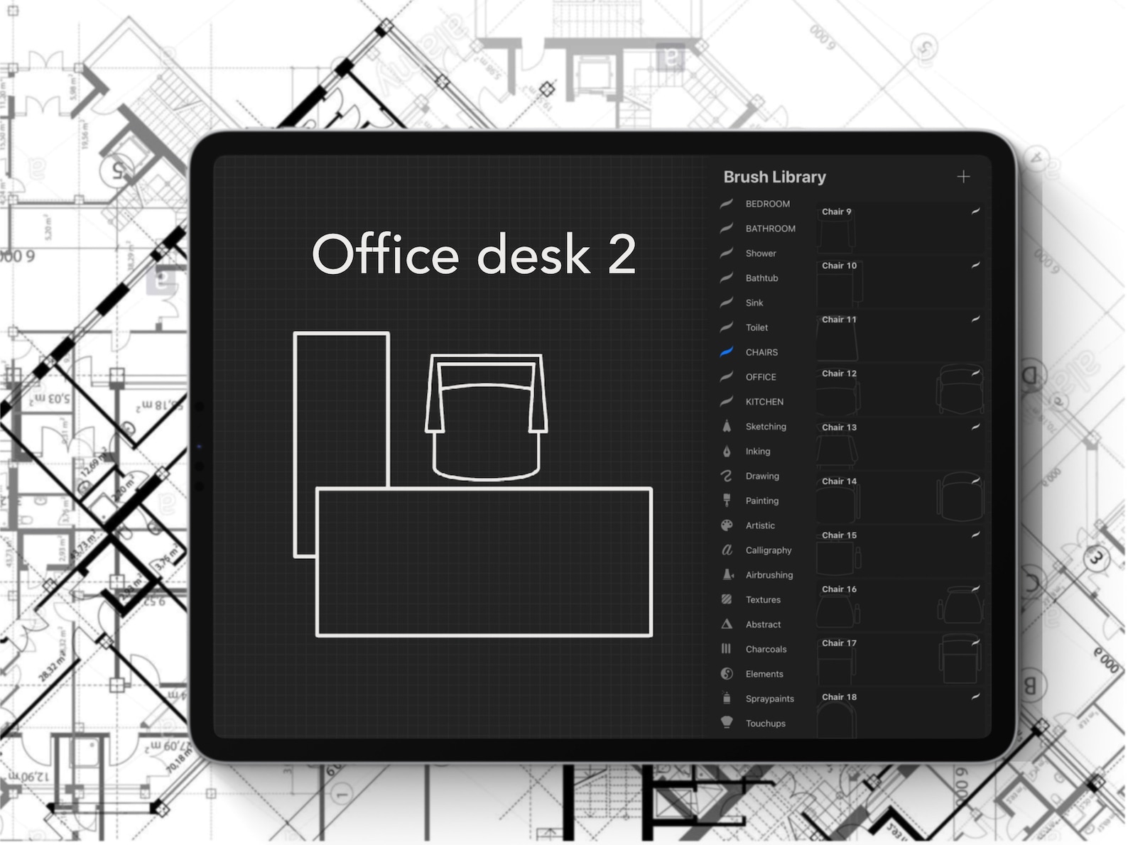 35 Architectural Stencils for Procreate Office Desk and - Etsy