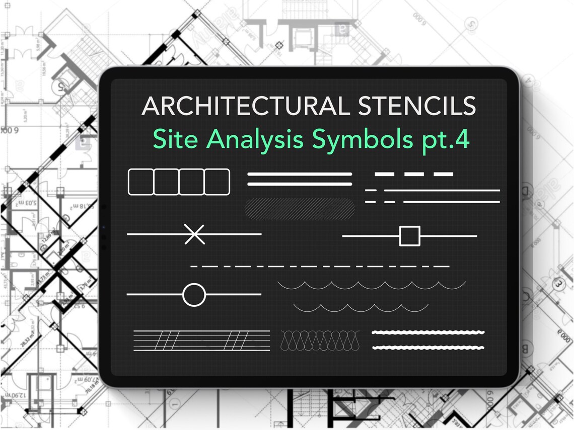 70 Architectural Stencils for Procreate | Site Analysis Symbols for ...