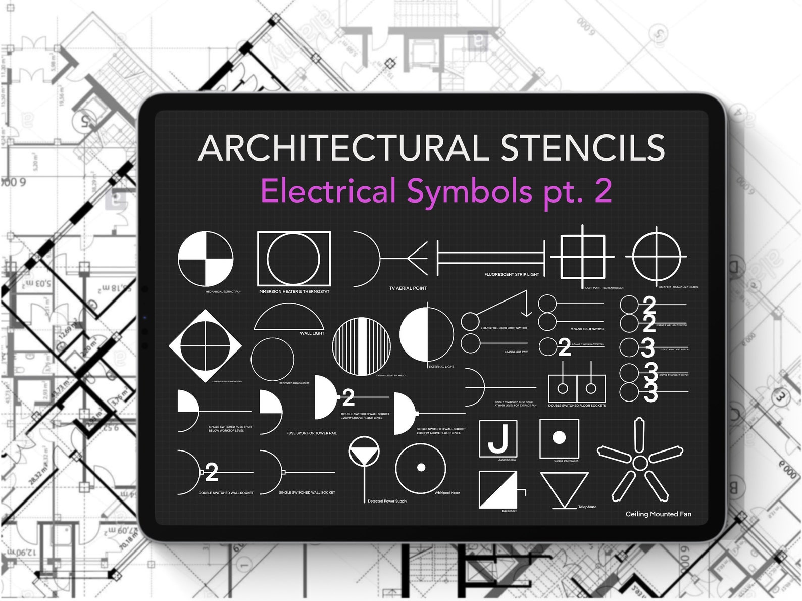 95 Architectural Stencils for Procreate | Electrical Symbols for Floor ...