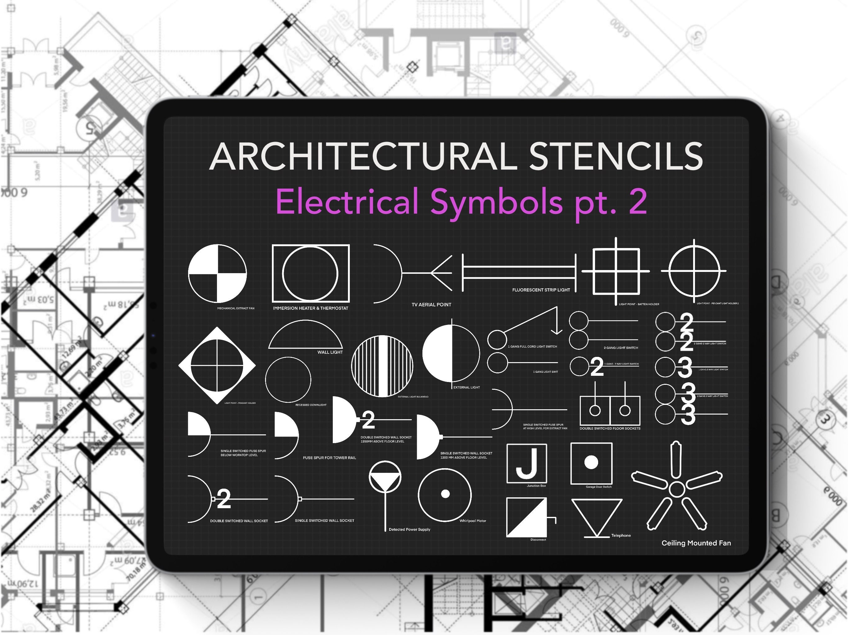 95 Architectural Stencils for Procreate | Electrical Symbols for Floor ...
