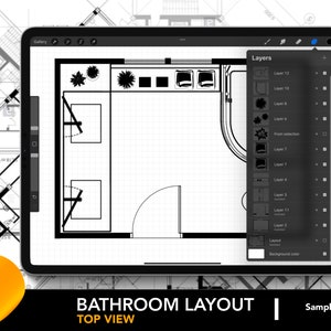 Architectural Bathroom Layout for Procreate | Bathroom Design 46 ...
