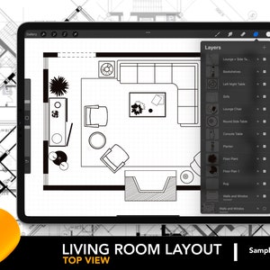 Architectural Living Room Layout for Procreate | Living Room Design 22 ...