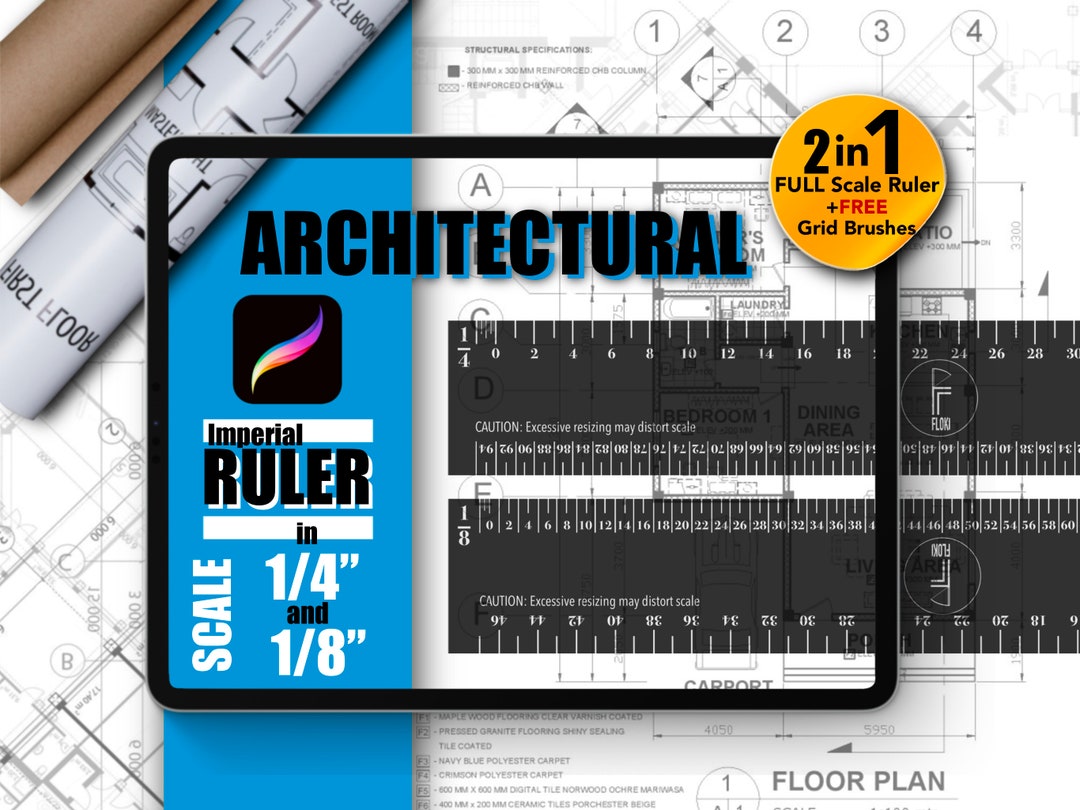 Procreate Architectural Rulers | 2-in-1 Imperial/english Scale Ruler ...