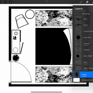 Architectural Bedroom Layout for Procreate | Bedroom Design 42 ...