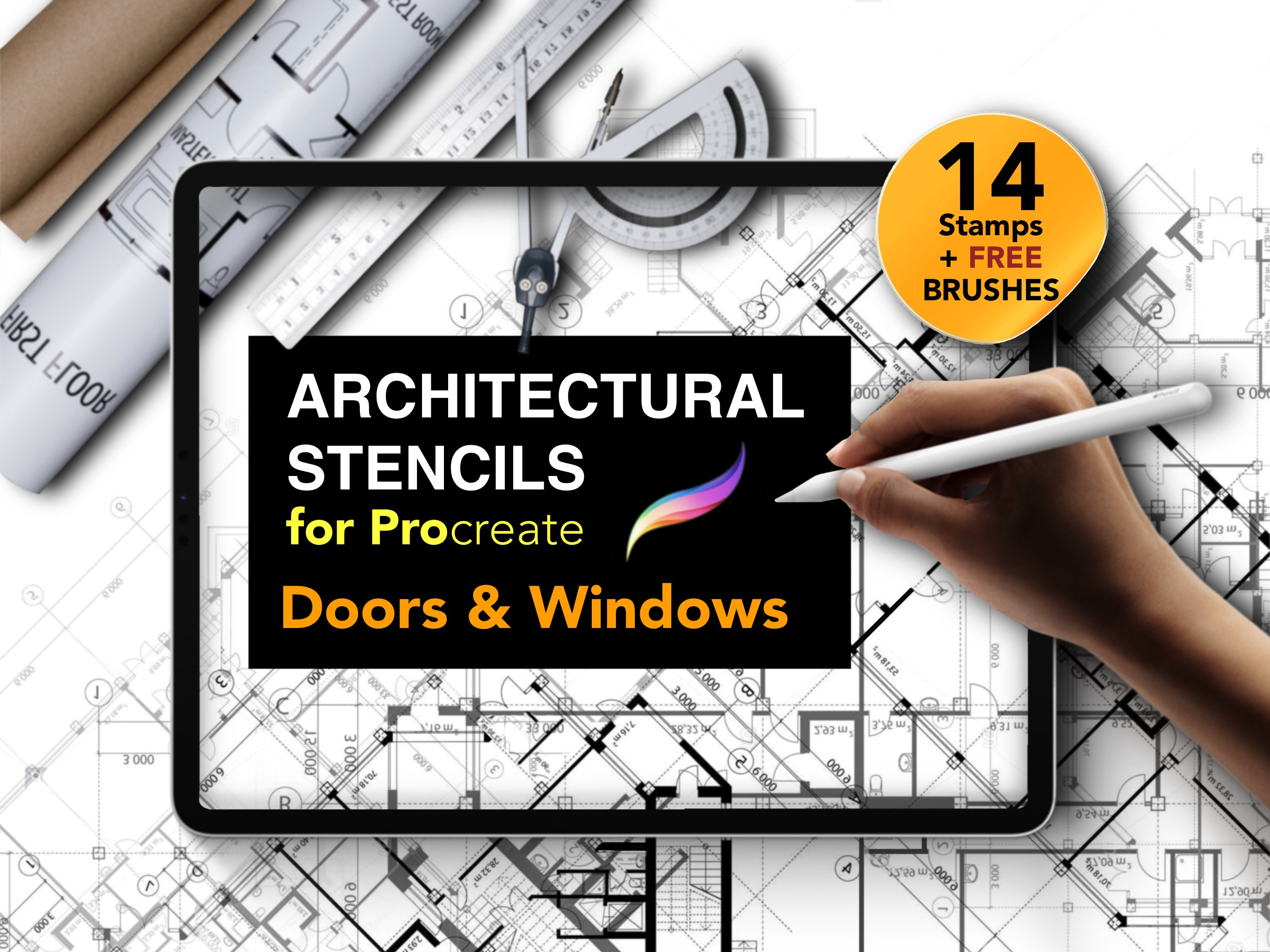 14 Architectural Stencils for Procreate | Doors & Windows Set | PLUS ...