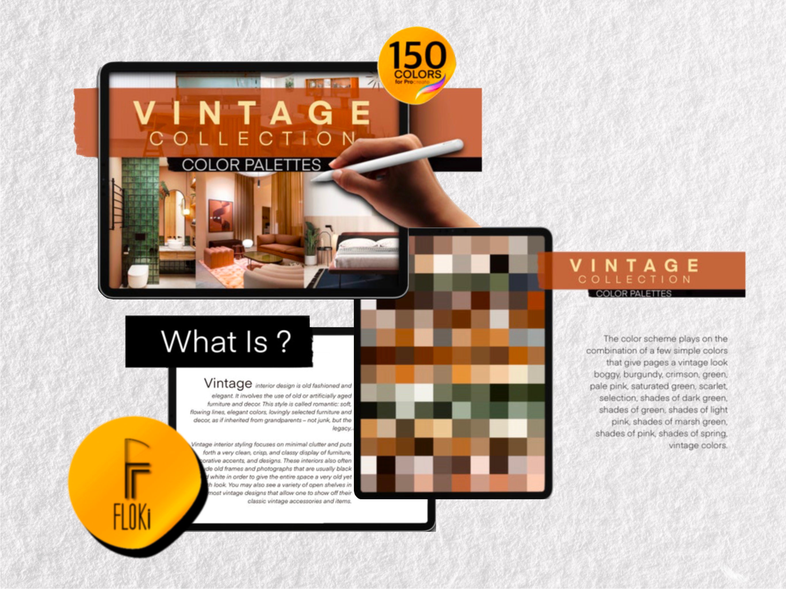 Vintage, Pop Art & Retro Color Palettes Bundle 7 for Procreate | 450 ...
