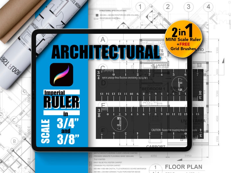 Procreate Architectural Rulers | 2-in-1 MINI Imperial/english Scale ...