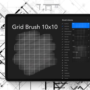 6 Essential Grid Brushes for Procreate | Basic Architectural Grid Lines ...