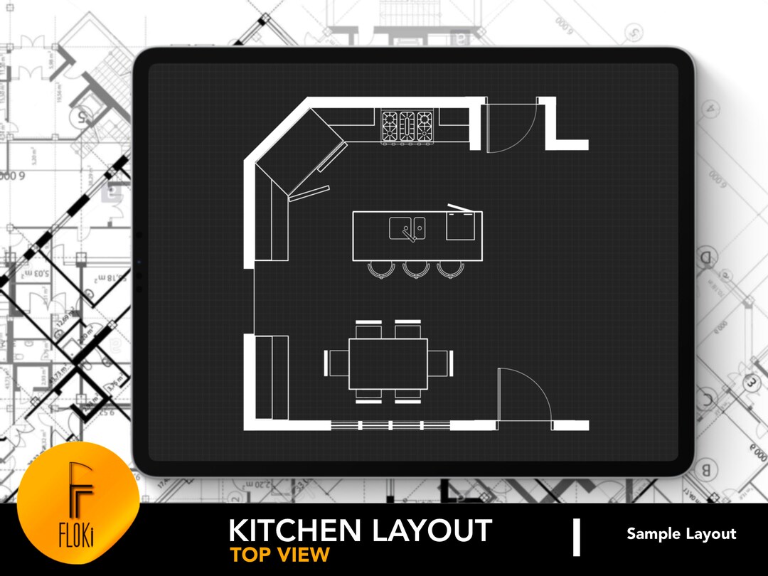 Architectural Kitchen Layout for Procreate | Kitchen Design 31 ...
