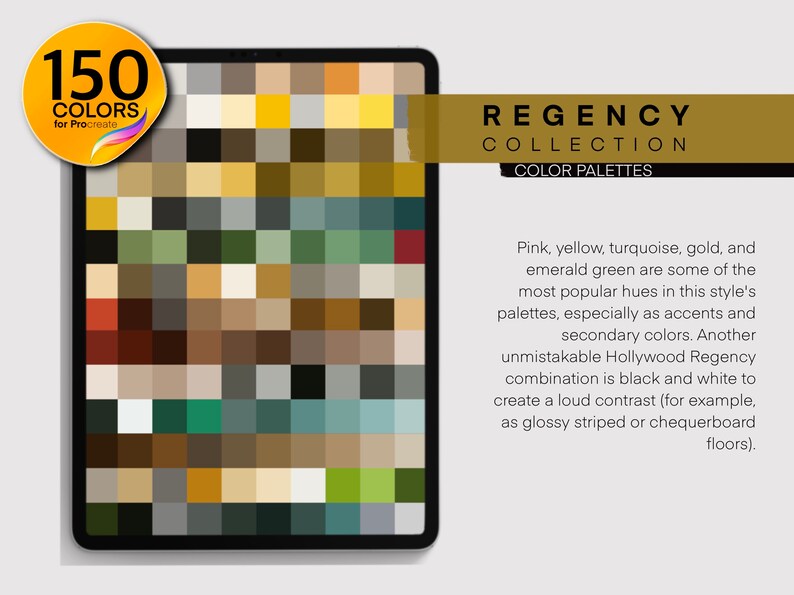 Regency Color Palettes for Procreate | 150 Colors for Interior Design ...