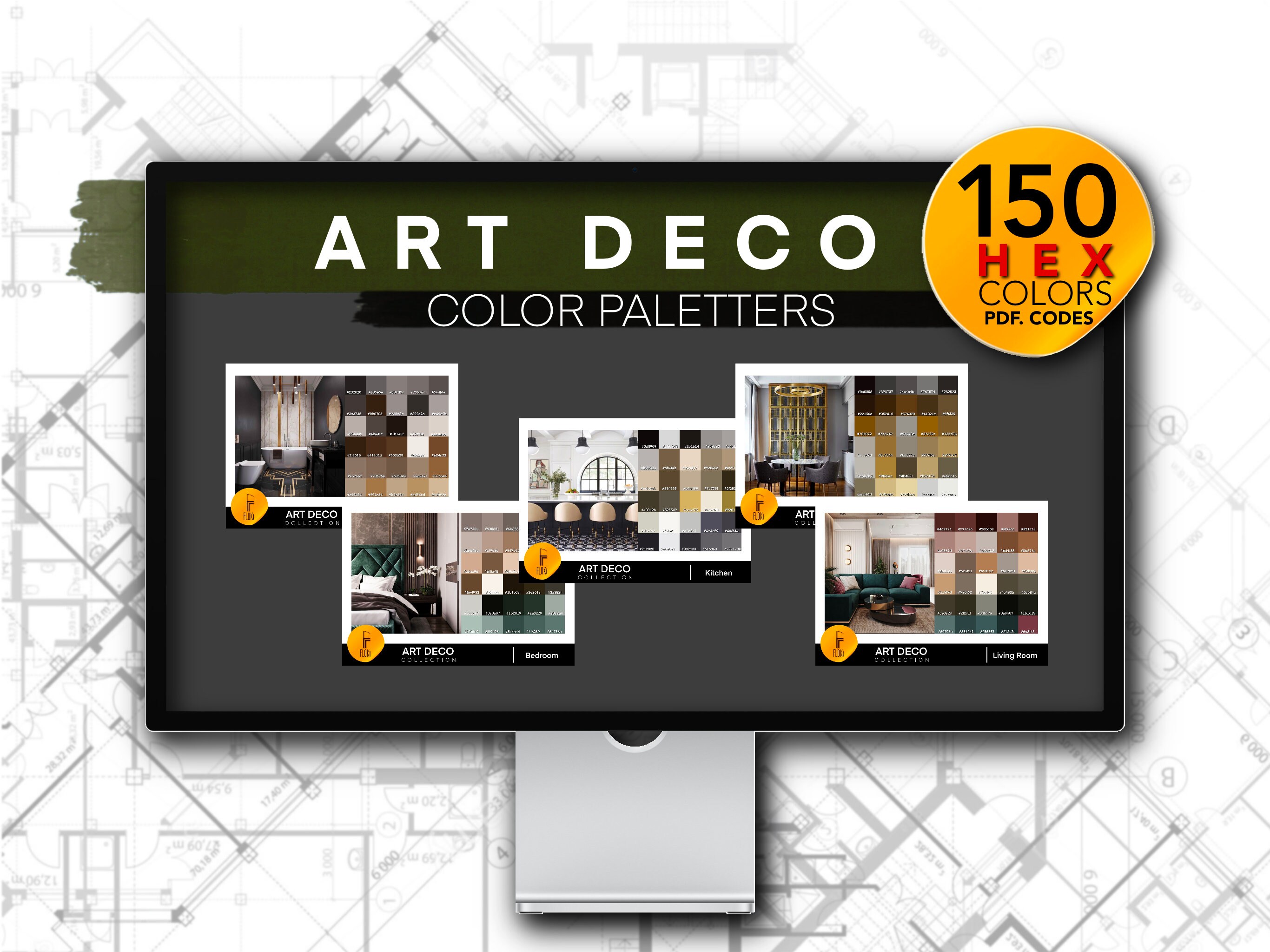 Color Palette HEX Codes 150 Colors - Art Deco Collection, HEX Codes Forart Deco Color Palette ...