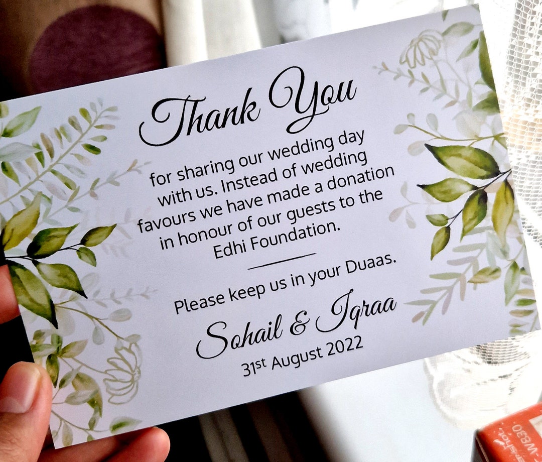 Custom Personalised Wedding Favour Cards | Business Cards | Dua, Floral ...