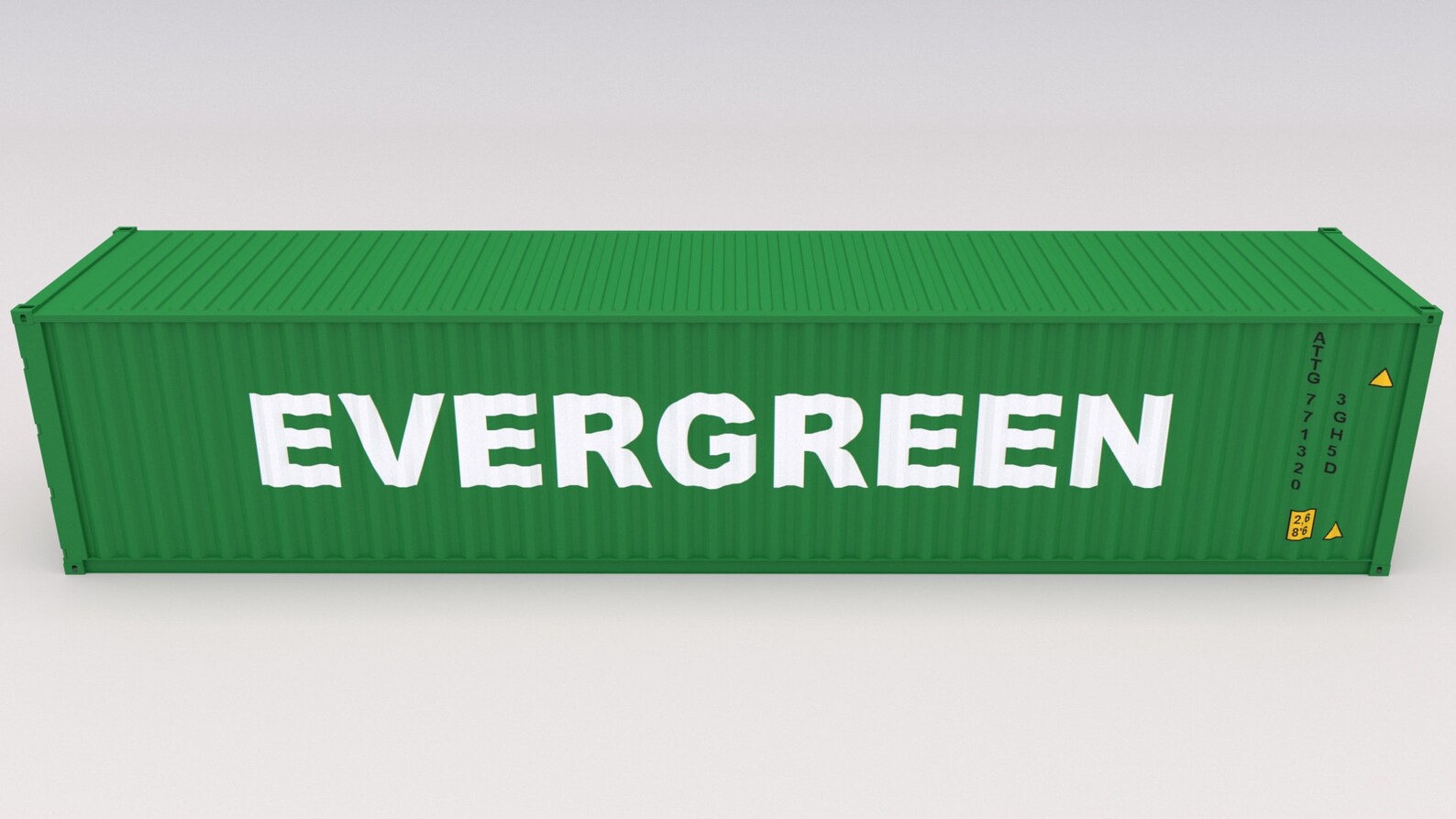 Evergreen Shipping Container 3d Model DAE FBX OBJ Industrial, Cargo, 40 ...