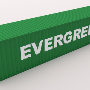 Evergreen Shipping Container 3d Model DAE FBX OBJ Industrial, Cargo, 40 ...