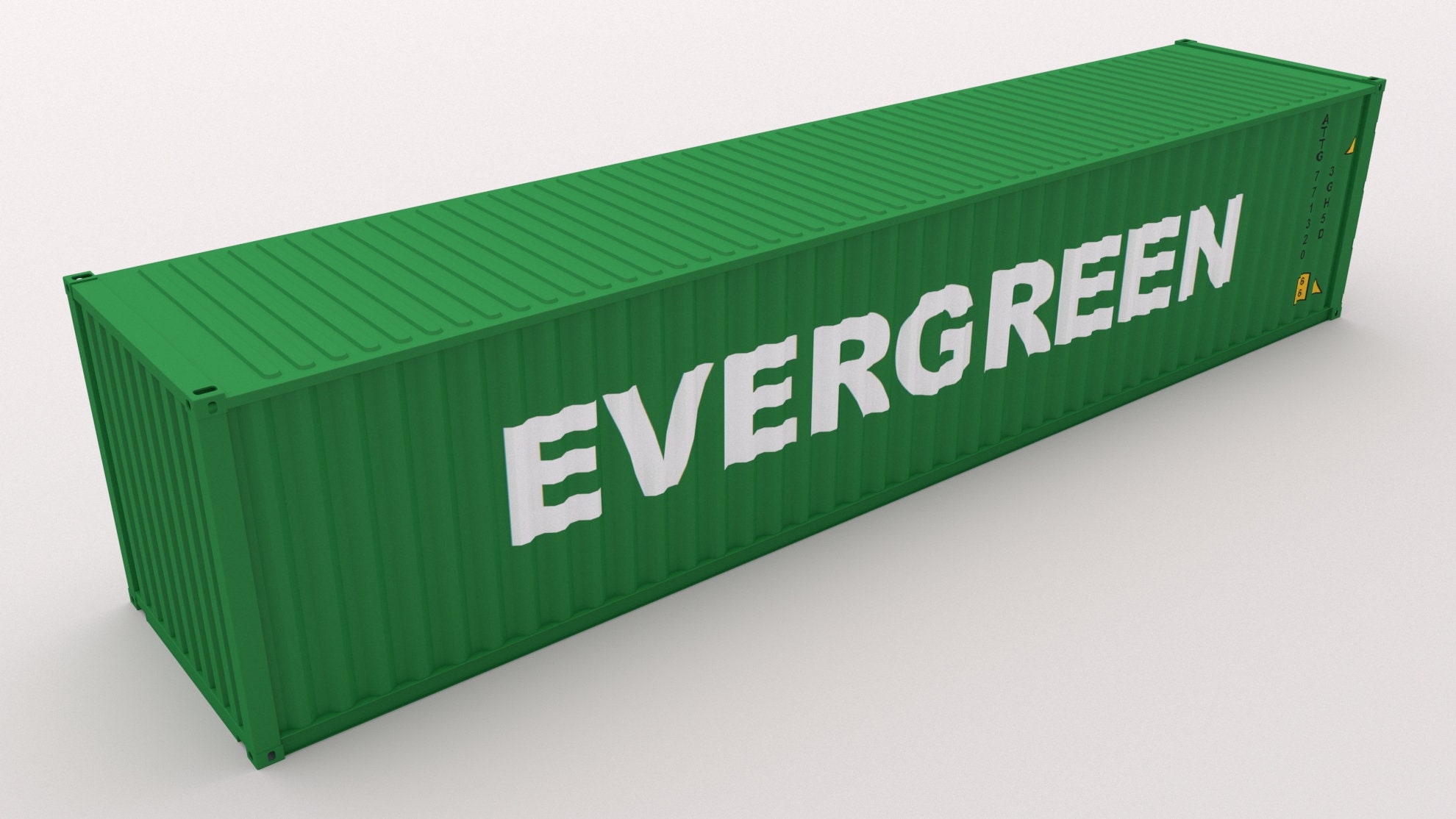 Evergreen Shipping Container 3d Model DAE FBX OBJ Industrial, Cargo, 40 ...