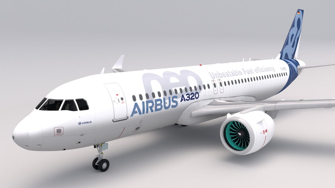Airbus A320neo 3d Model DAE FBX OBJ Digital Download Airplane, Jet ...