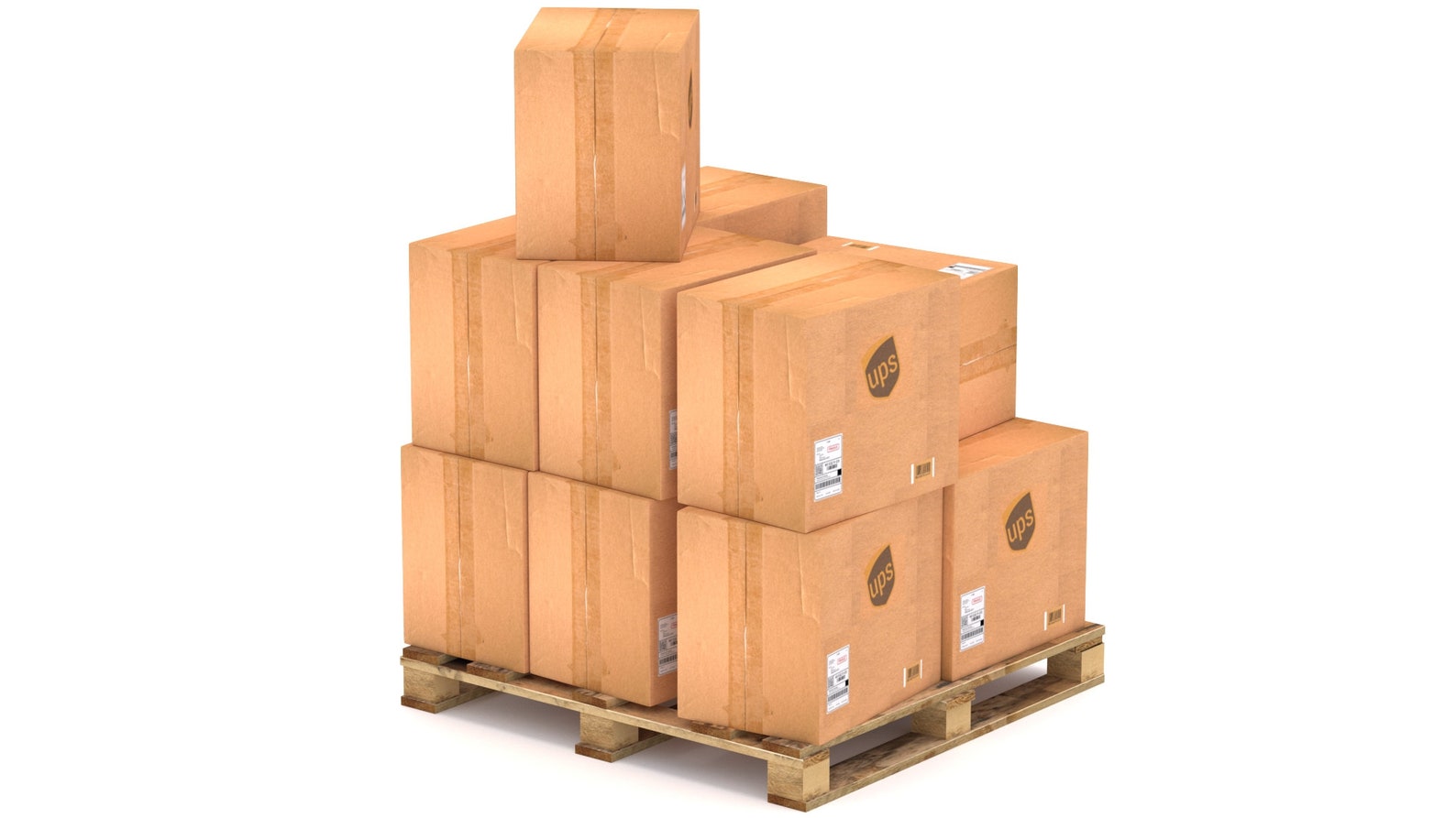 UPS Cardboard Box With Pallet 3d Model DAE FBX Obj Digital File ...