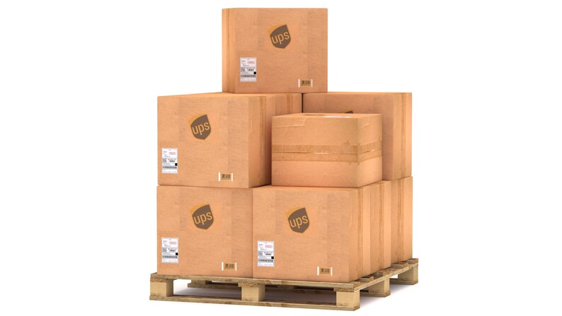 UPS Cardboard Box With Pallet 3d Model DAE FBX Obj Digital File ...