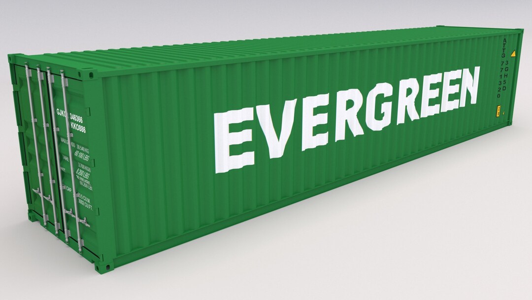 Evergreen Shipping Container 3d Model DAE FBX OBJ Industrial, Cargo, 40 ...