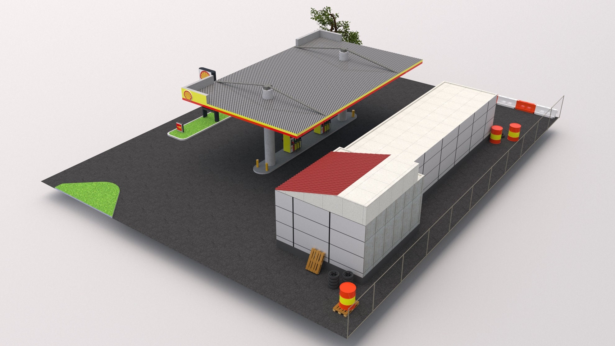 Shell Gas Station 3d Model DAE FBX OBJ Digital Download - Etsy