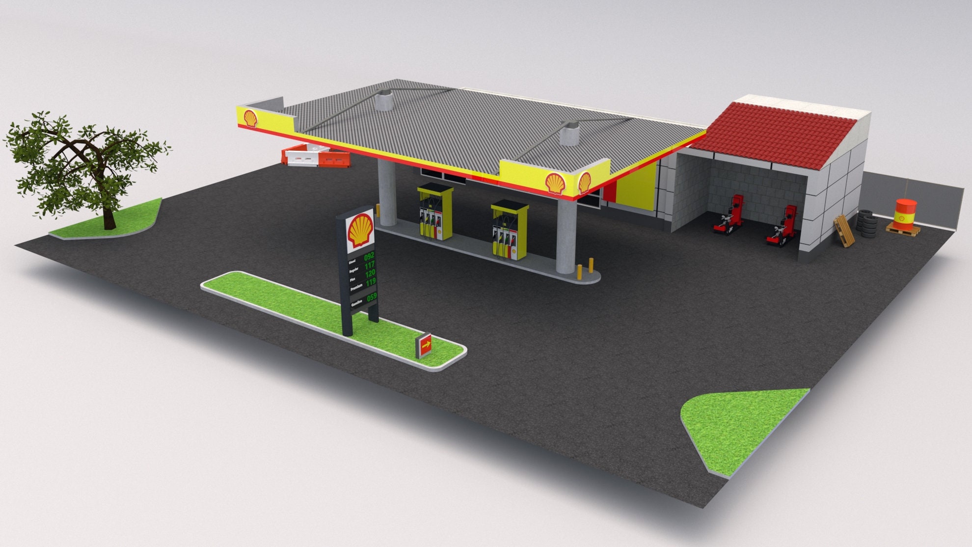 Shell Gas Station 3d Model DAE FBX OBJ Digital Download - Etsy