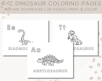Dinosaur Alphabet Coloring Pages - Etsy