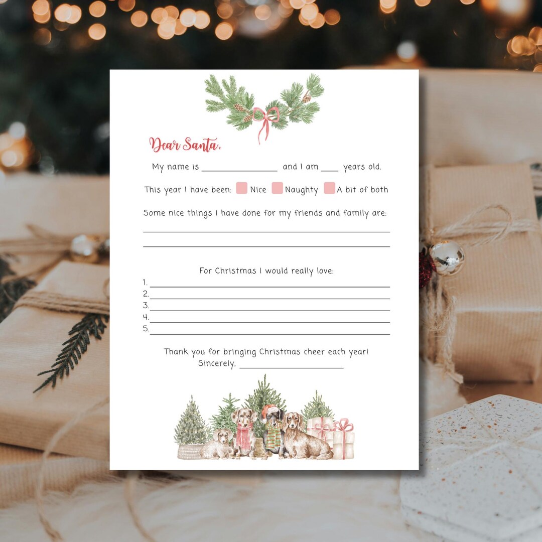 Letter to Santa, Printable Santa Letter, Santa Letter Template, Instant ...