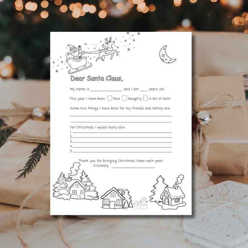 Letter to Santa, Coloring Page Santa Letter, Printable Santa Letter ...