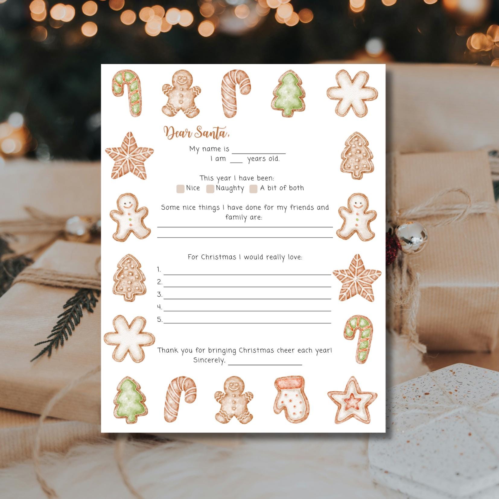 Letter to Santa, Christmas Sugar Cookies Printable Santa Letter, Santa ...