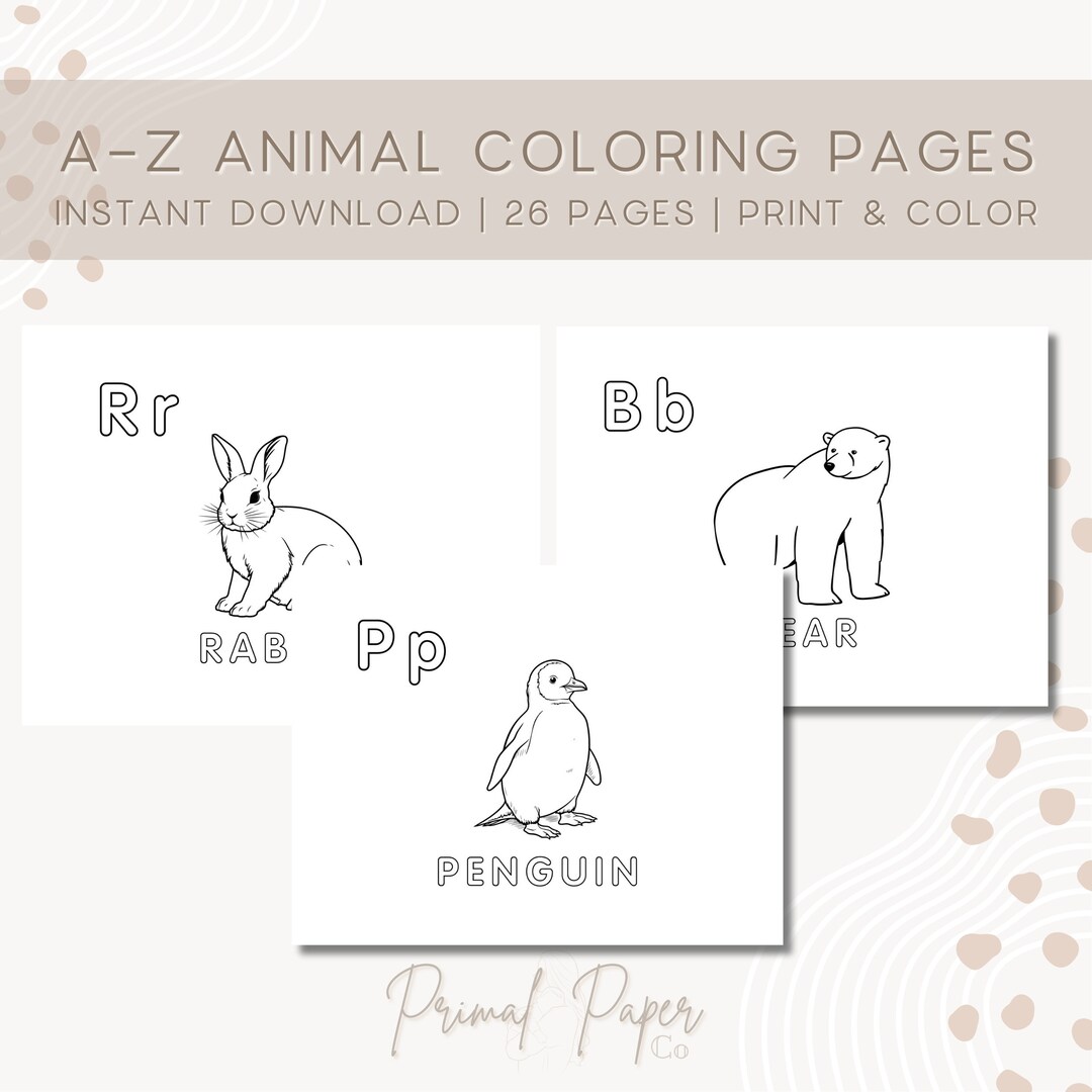 A-Z Animal Coloring Pages, Alphabet Animal Coloring Pages, Preschool ...
