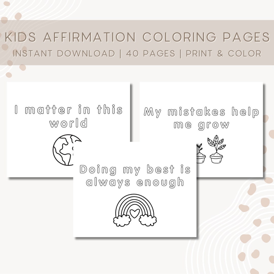 Kids Affirmation Coloring Pages, Printable Kids Affirmations, Preschool ...