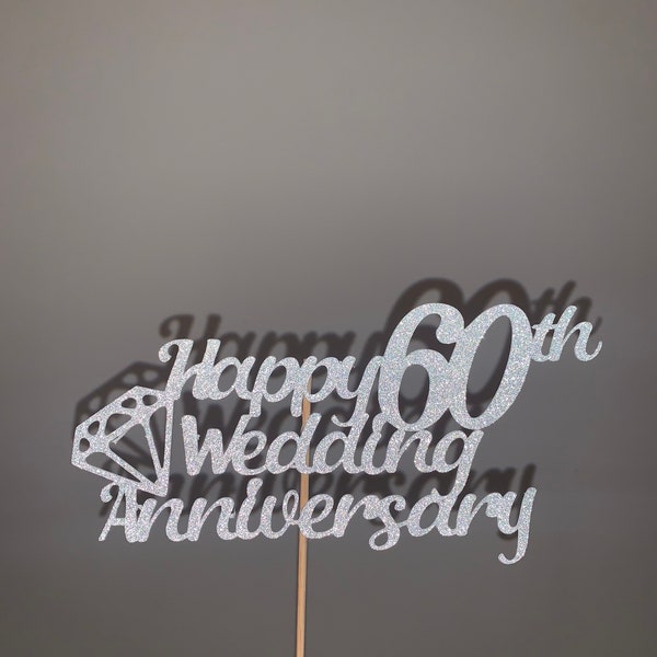 Diamond Wedding Anniversary Cake Topper - Etsy UK