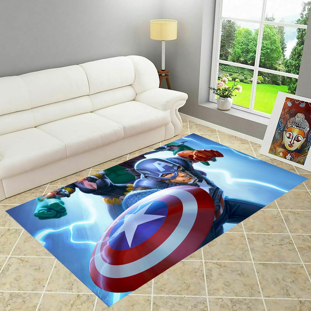 Captain America Rug,captain America Decor,boys Room Decor,modern Area ...