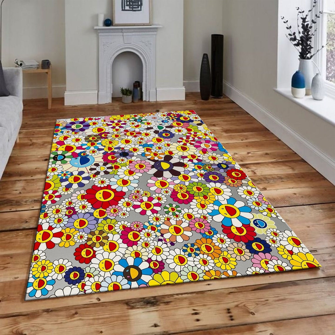 Smiling Daisy Patterned Rug Smiling Daisy Patterned Rug | Etsy