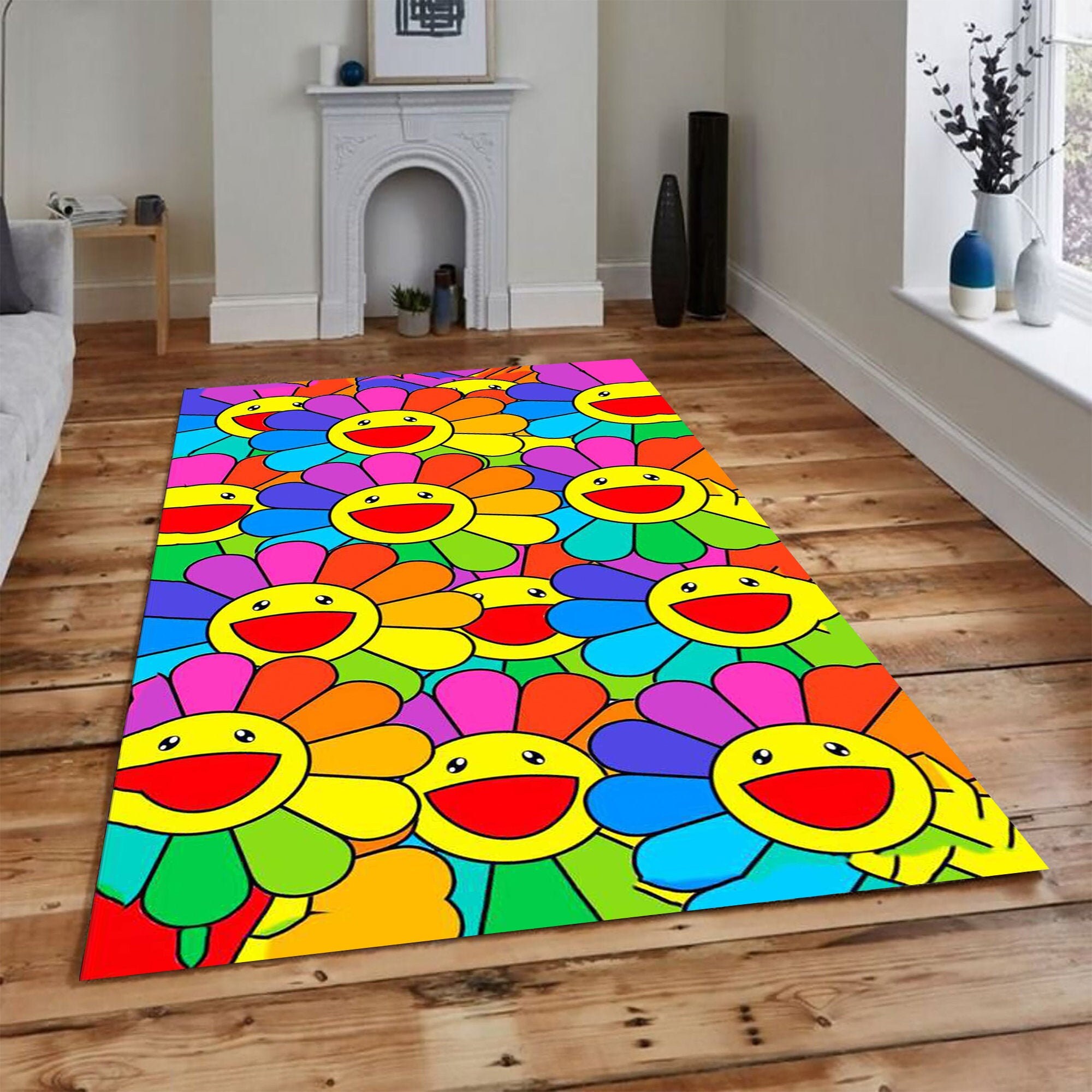 Smiling Daisy Patterned Rug Smiling Daisy Patterned Rug | Etsy