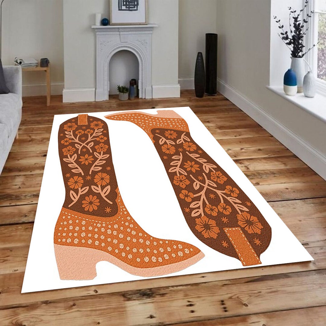 Cowgirl Boots Rug, Boot Pattern Rug, Cowboy Boot, Decorative Rug, Room ...
