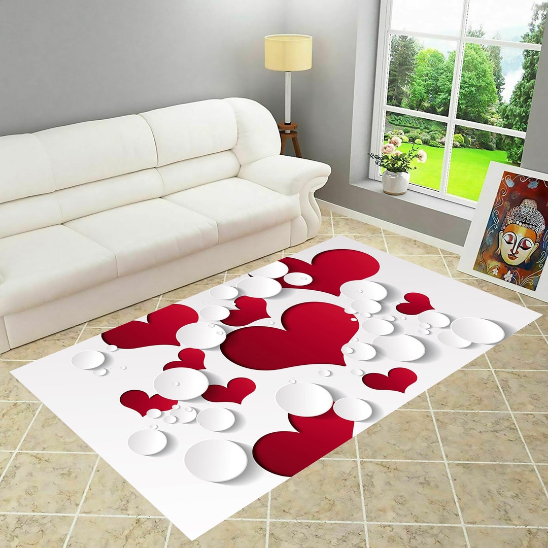 Red Heart Rug: Modern Girl's Room Decor - Etsy