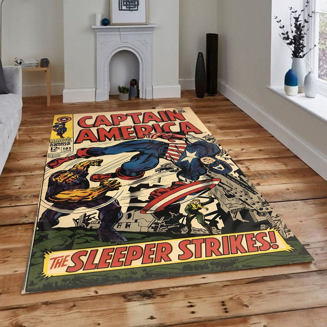 Captain America Decor,magazine Cover,captain America Rug,kids Room Rug ...