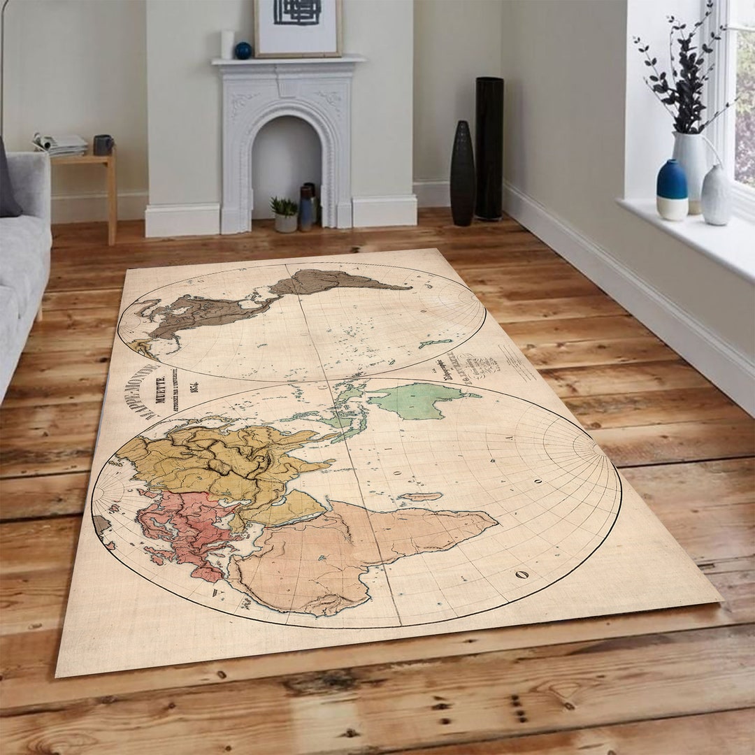 Map Rug, World Map Decor, Learning Rug, Housewarming Gift, Non Slip Rug ...