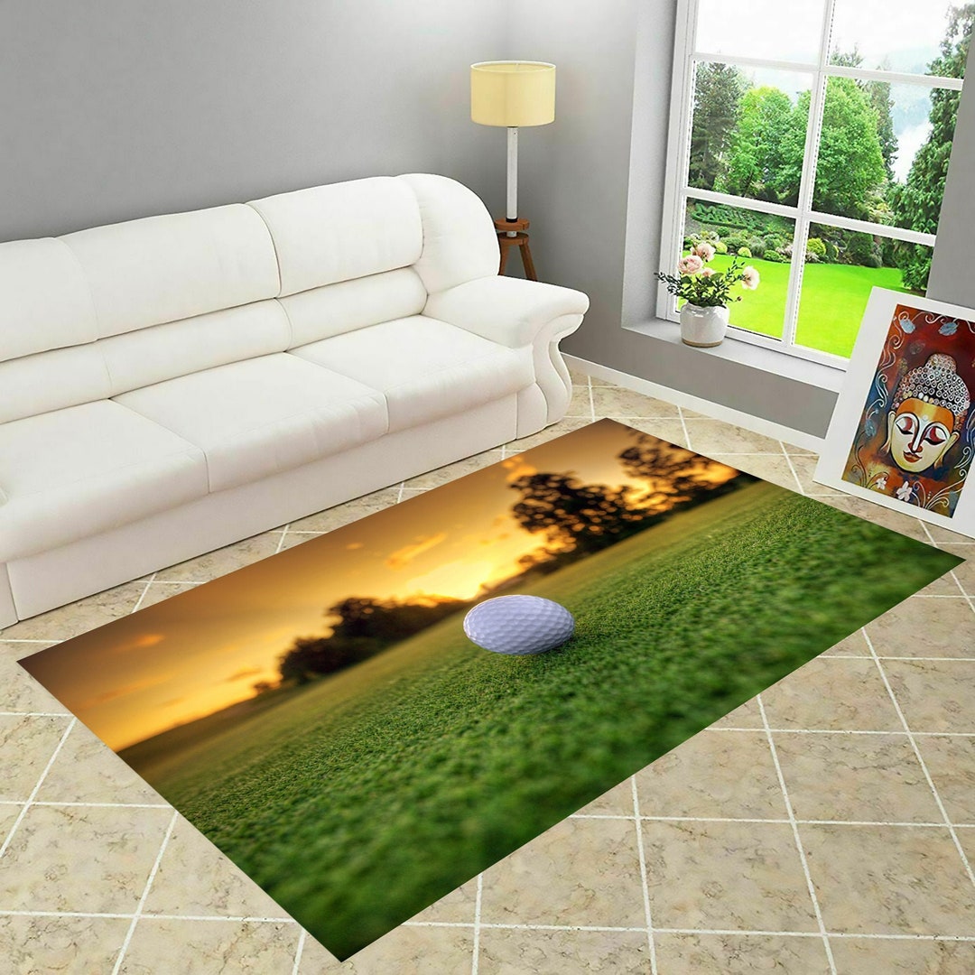 Golf Ball Decor,golf Print Rug,living Room Rug,golf Sunset Decor,rug ...