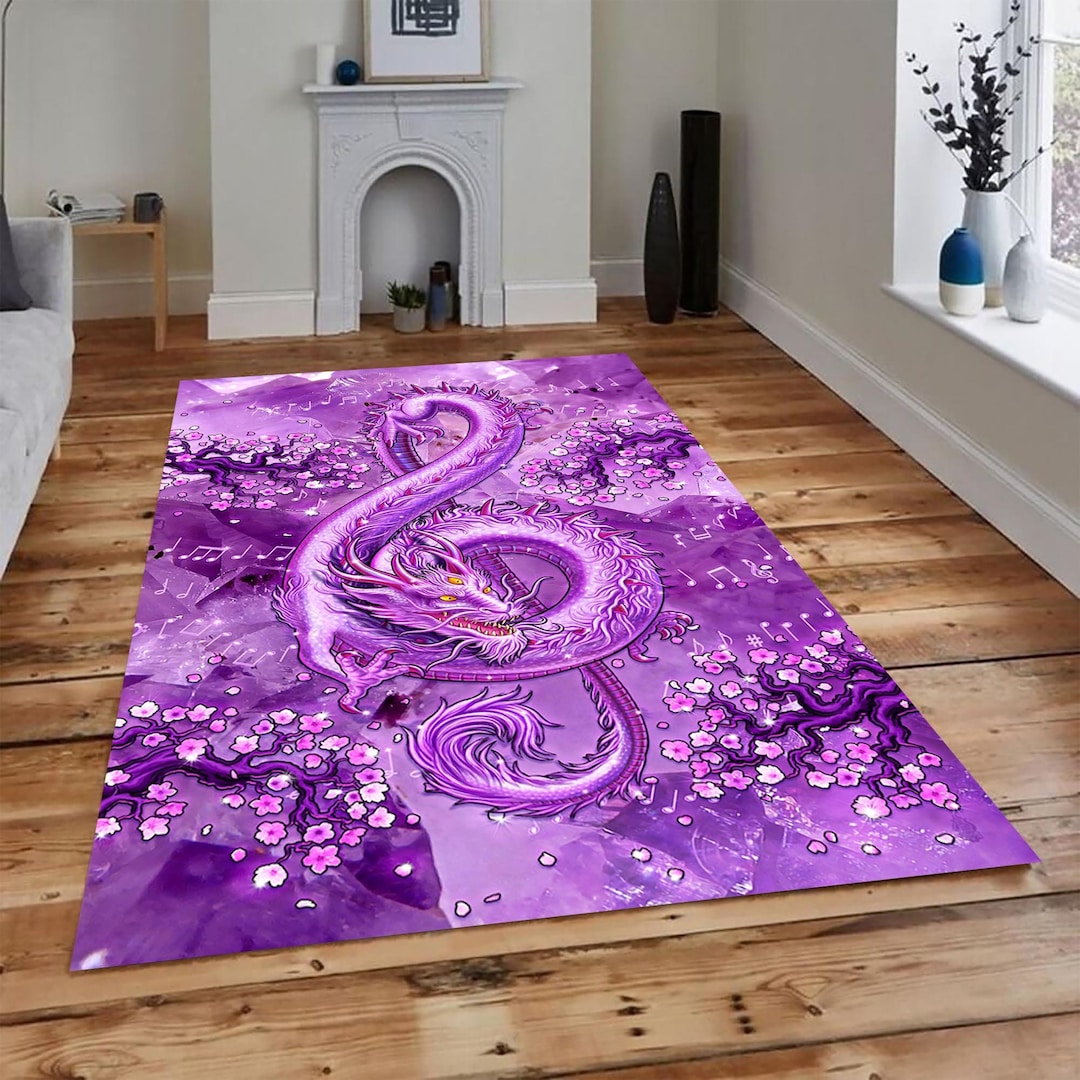Treble Clef Rug, Music Rug, Dragon Rug, Modern Rug, Purple Rug, Living ...