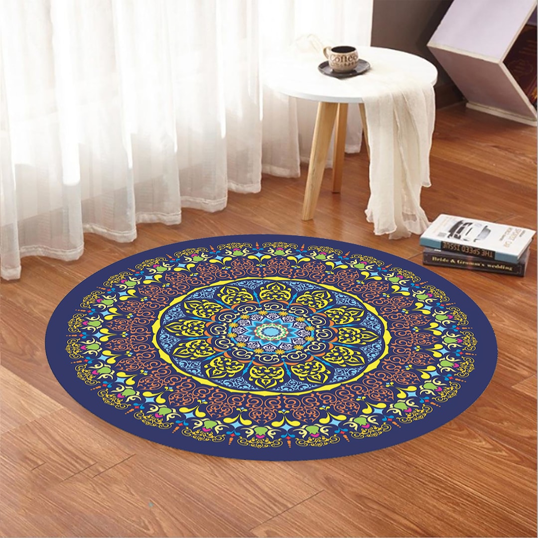 Mandala Round Rug, Floral Mandala Design Rug, Vitral Round Rug ...