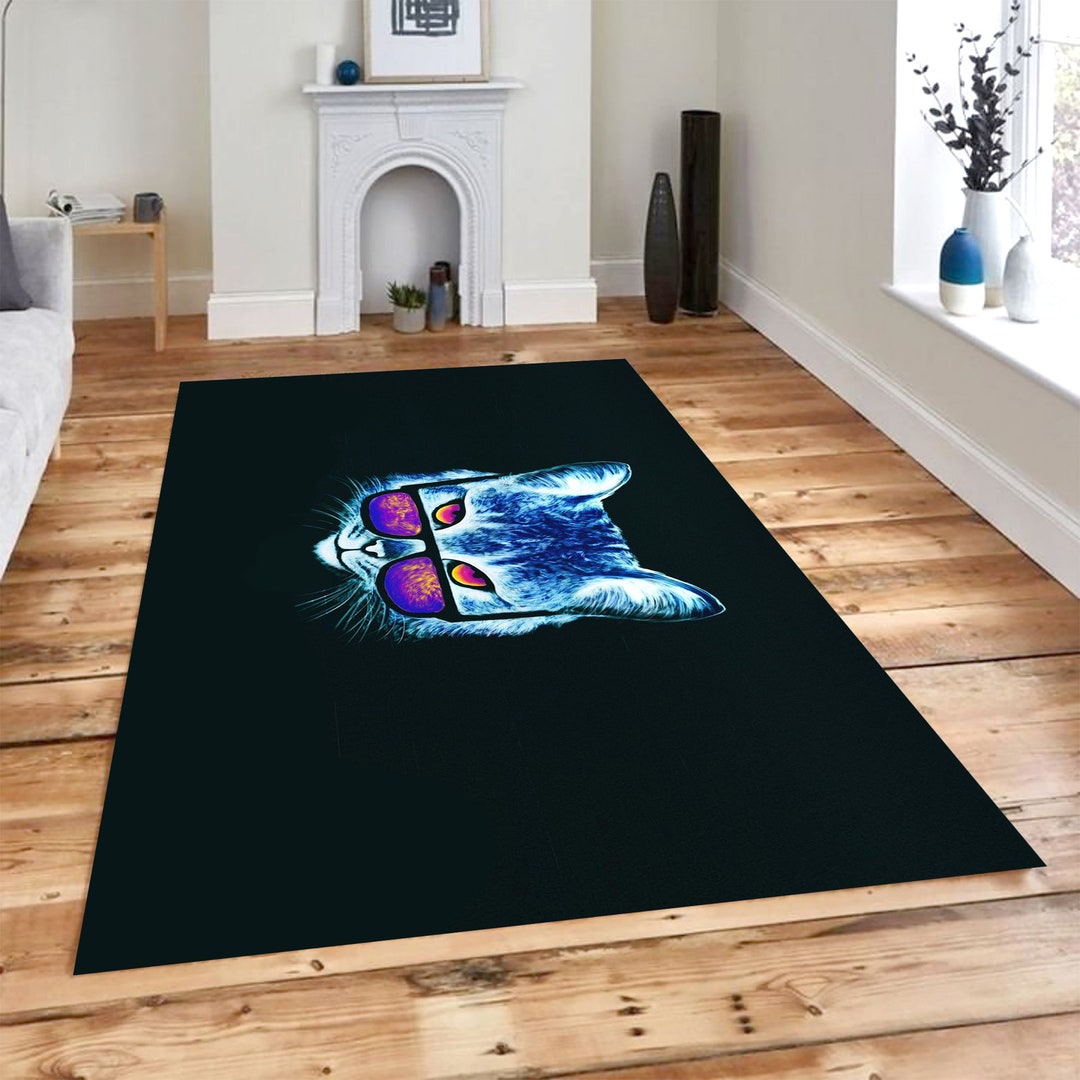 Neon Rug Neon Cat,personalized Gift,area Rug,living Room Rug, Kids Room ...