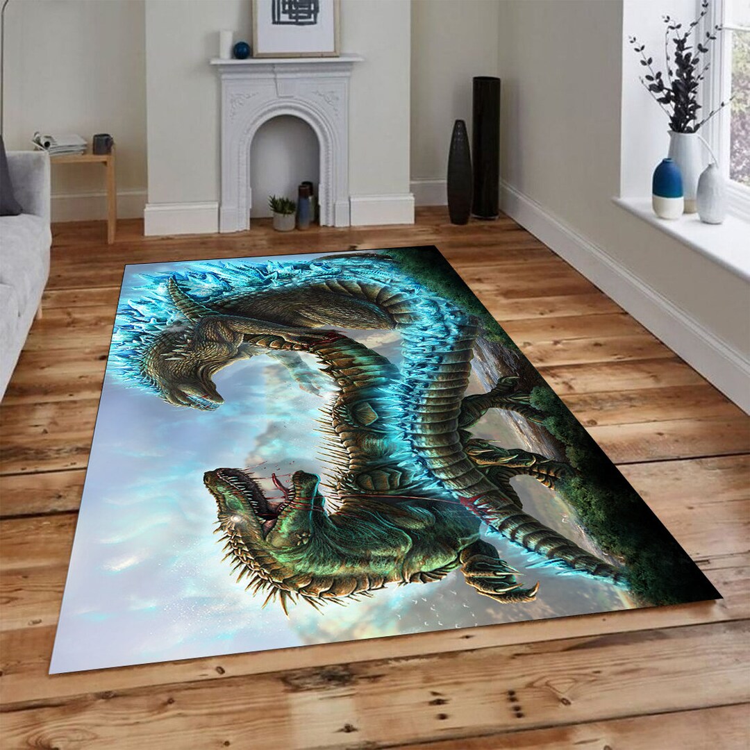 Blue Godzilla Decor,godzilla,movie Rug,area Rug,boys Room Rug,kids Gift ...