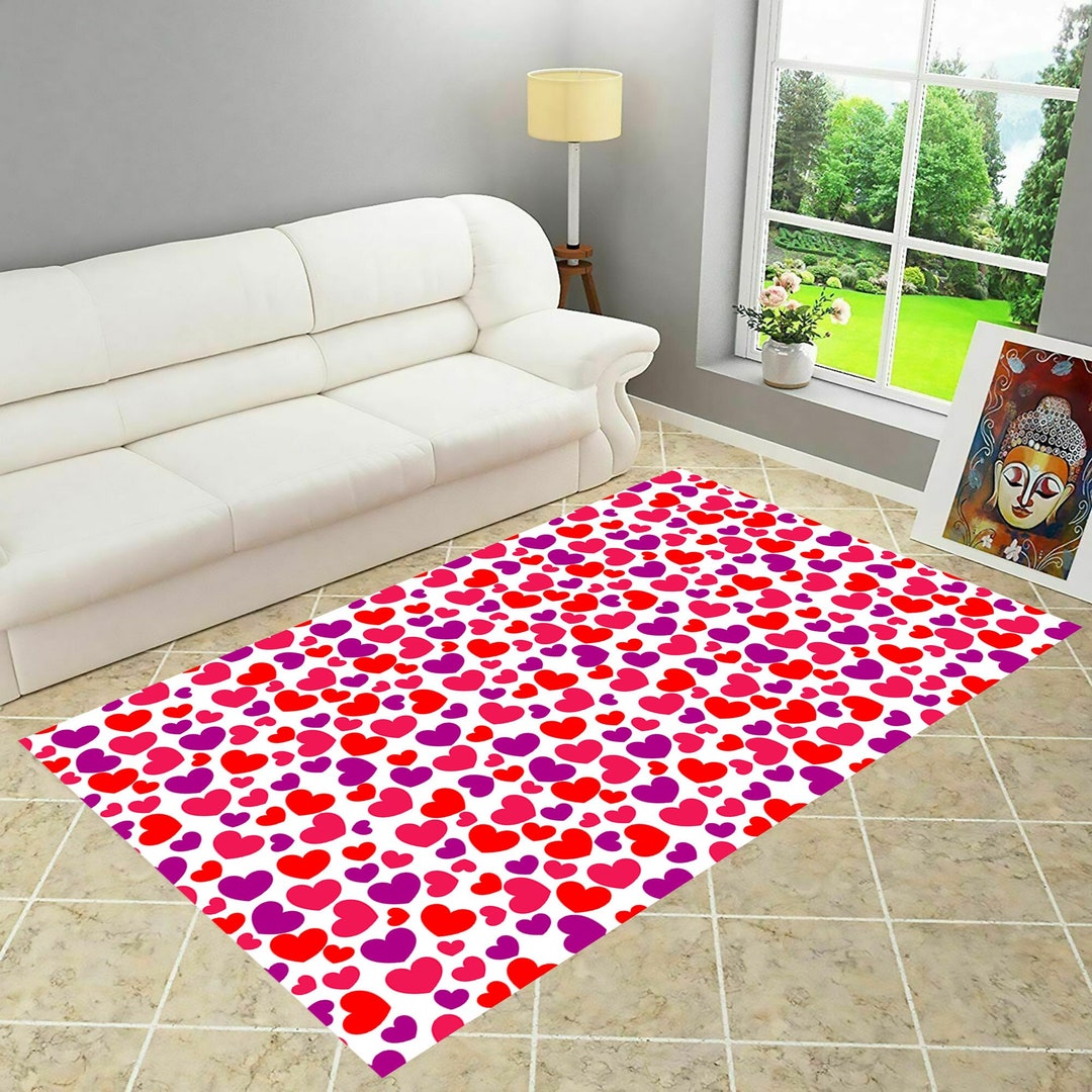 Red Heart Rug,modern Rug,non Slip Rug,red Heart Patterned Rug,washable ...