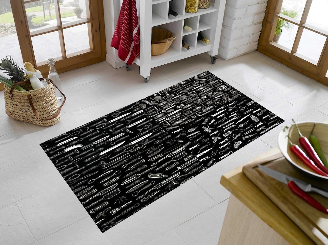 Spoon-knife-fork Decor • Kitchen Sign • Black Rug • Kitchen Rug • Home ...