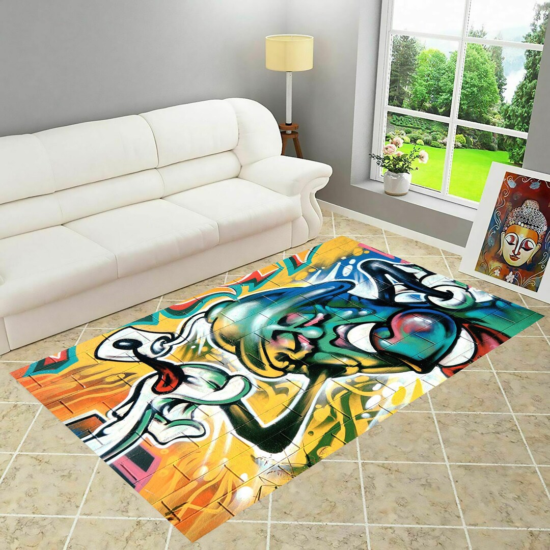 Graffiti Rug,colorful Rug,gift for Her,decorazione per La Casa,graffiti ...