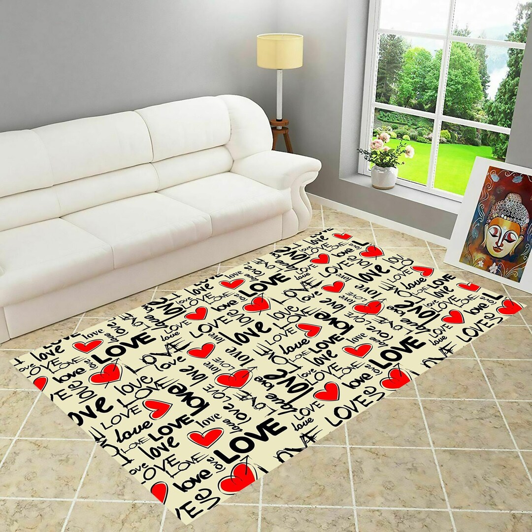 Red Heart Rug,modern Rug,popular Rug,home Decoration,non Slip Rug, Kids ...